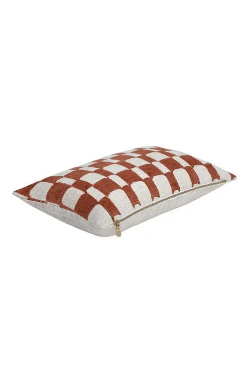CASA AMAROSA Checkered Block Printed Pillowcover Only - Rust