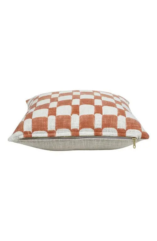 CASA AMAROSA Checkered Block Printed Pillowcover Only - Rust