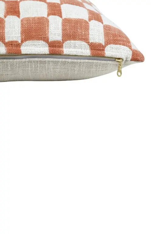 CASA AMAROSA Checkered Block Printed Pillowcover Only - Rust