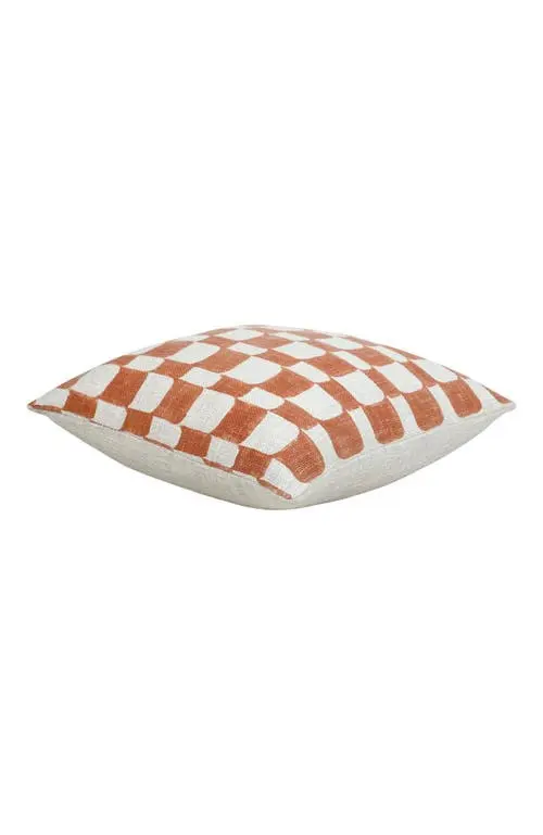 CASA AMAROSA Checkered Block Printed Pillowcover Only - Rust