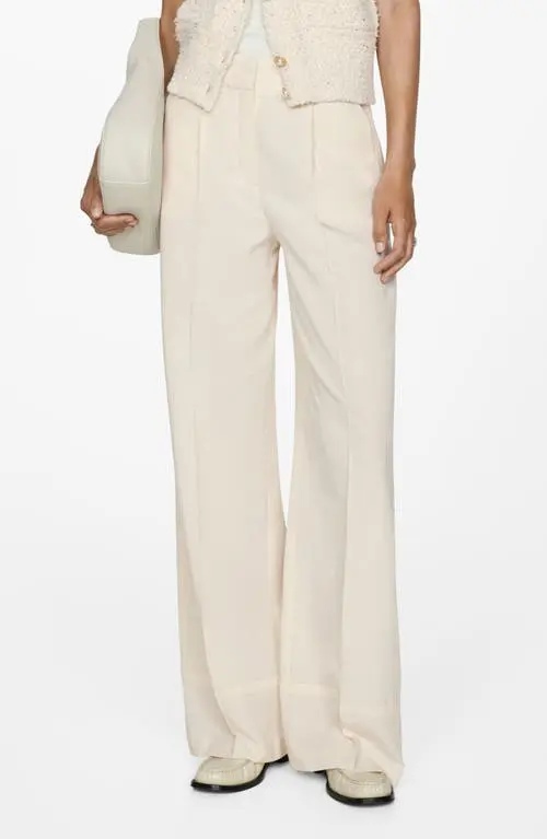 Mango Pleat Front Lyocell Wide Leg Trousers