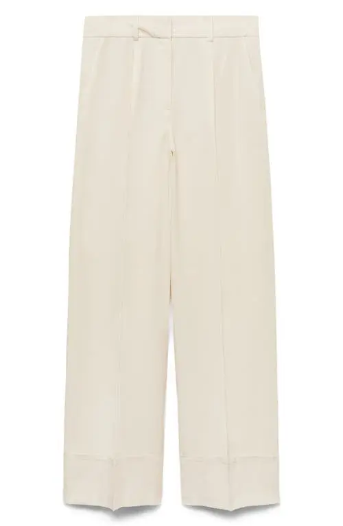 Mango Pleat Front Lyocell Wide Leg Trousers