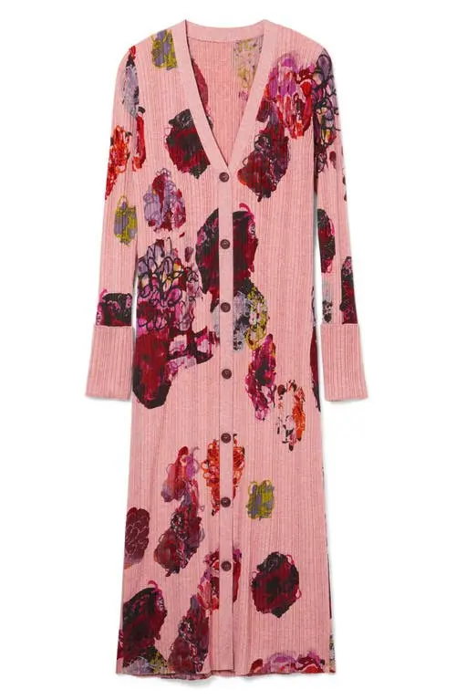 Desigual Floral Print Ribbed Sweater Dress