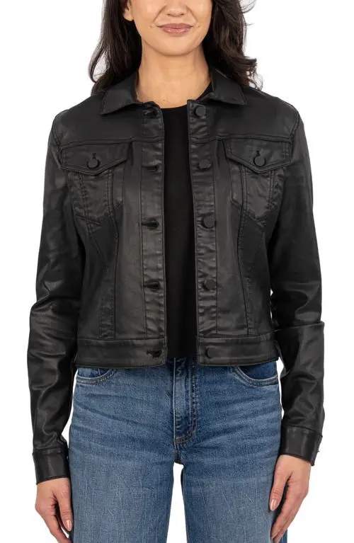 Kut From The Kloth Coated Denim Trucker Jacket - Black Jm