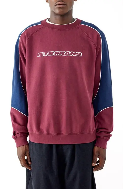 Iets Frans Colorblock Cotton Graphic Sweatshirt In Burgundy 45