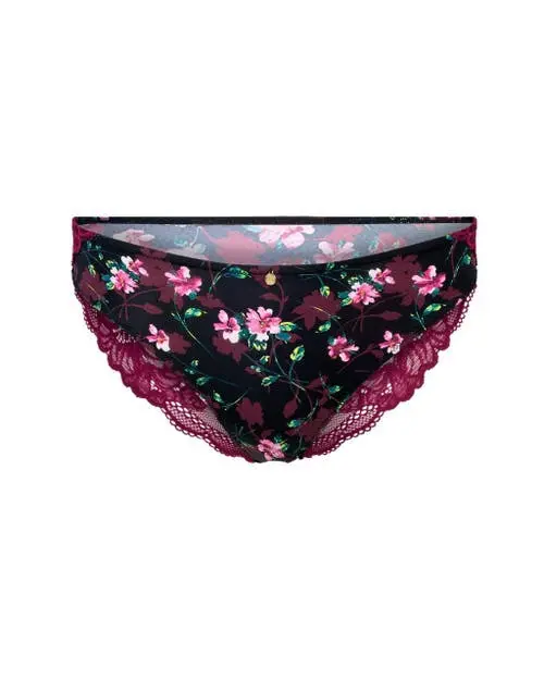 ADORE ME Mathilda Bikini Panties - Floral Black