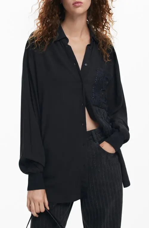 Desigual Sequin Fringe Pocket Shirt