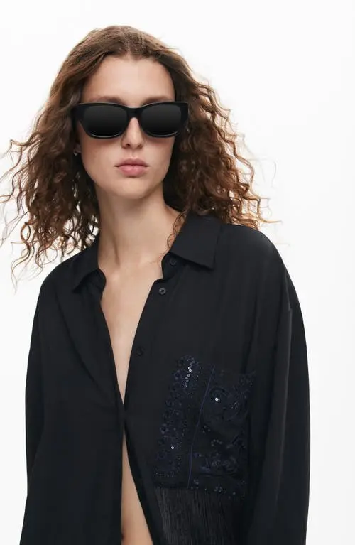 Desigual Sequin Fringe Pocket Shirt