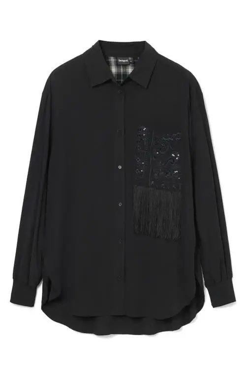 Desigual Sequin Fringe Pocket Shirt