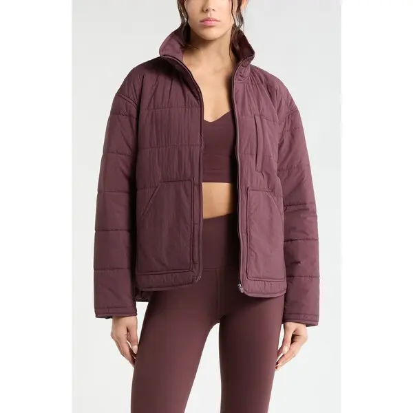 Zella Quilted Packable Jacket - Burgundy Fudge