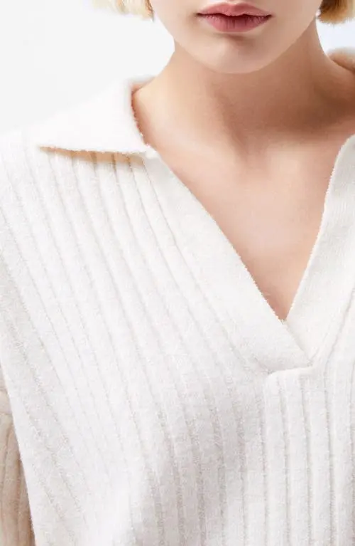 French Connection Vhari Rib Johnny Collar Sweater - Oatmeal