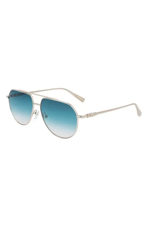 Longchamp Roseau Aviator Sunglasses - Gold/ Gradient Petrol