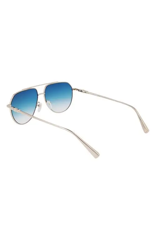 Longchamp Roseau Aviator Sunglasses - Gold/ Gradient Petrol