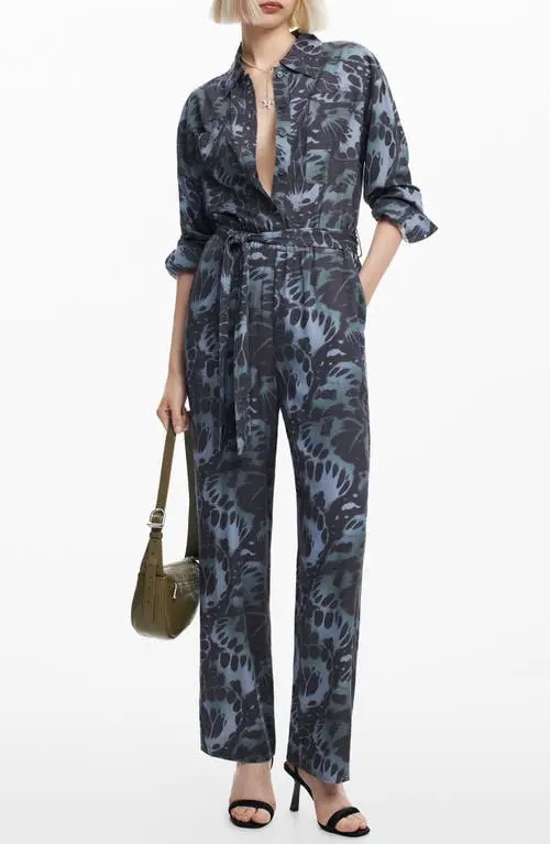 Desigual Sena Tie Waist Long Sleeve Jumpsuit