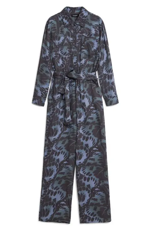 Desigual Sena Tie Waist Long Sleeve Jumpsuit