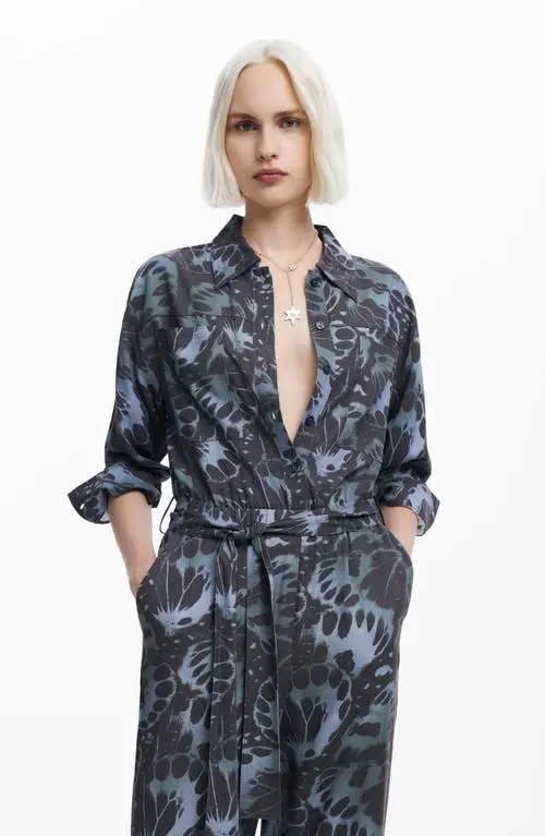 Desigual Sena Tie Waist Long Sleeve Jumpsuit