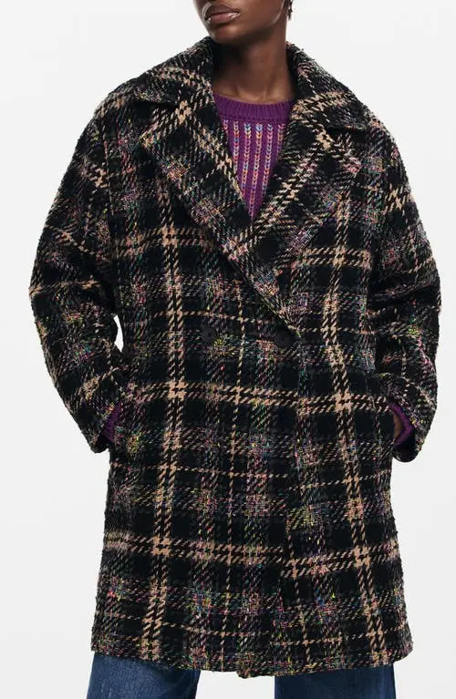 Desigual Corcega Double-breasted Plaid Coat
