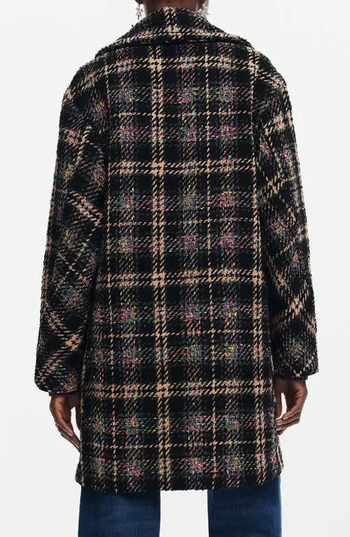 Desigual Corcega Double-breasted Plaid Coat