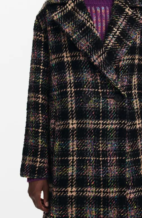 Desigual Corcega Double-breasted Plaid Coat