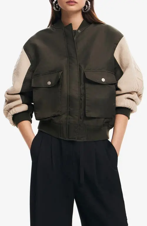 Desigual Bucharest Mix Media Bomber Jacket