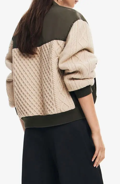 Desigual Bucharest Mix Media Bomber Jacket