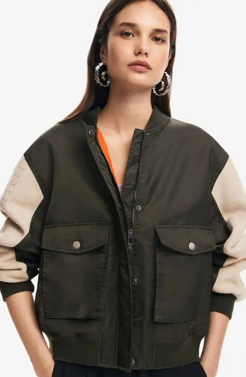 Desigual Bucharest Mix Media Bomber Jacket