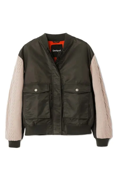 Desigual Bucharest Mix Media Bomber Jacket