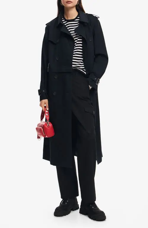 Desigual Vilma Cotton Twill Trench Coat - Blue