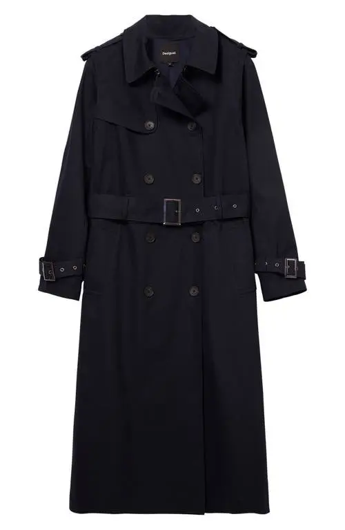 Desigual Vilma Cotton Twill Trench Coat - Blue