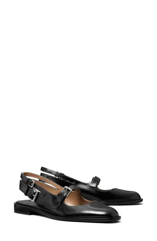 Tory Burch Multibuckle Slingback Flat - Perfect Black