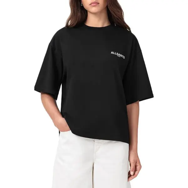 ALLSAINTS Guardian Amelie Oversize Graphic T-shirt - Black