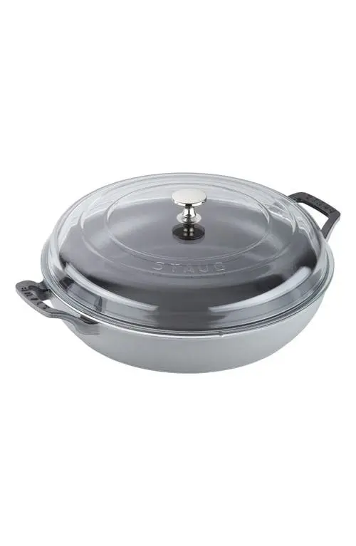 STAUB 3.5 Quart Enameled Cast Iron Braiser With Glass Lid - Graphite Grey
