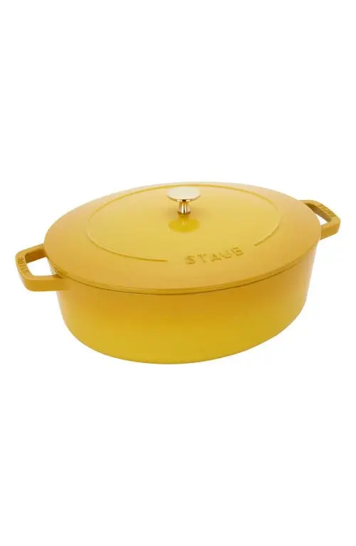 STAUB 6.25-quart Enameled Cast Iron Shallow Oval Dutch Oven - Citron