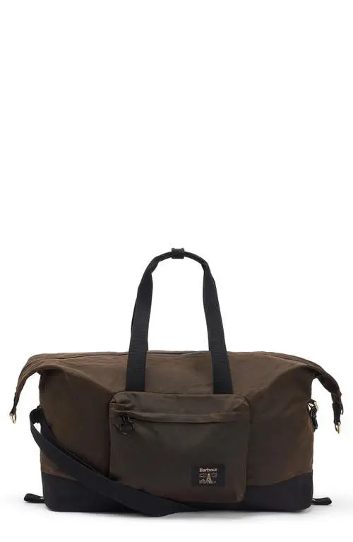 Barbour Field Water Resistant Waxed Cotton Duffle Bag - Olive/black
