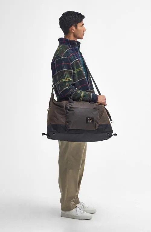 Barbour Field Water Resistant Waxed Cotton Duffle Bag - Olive/black