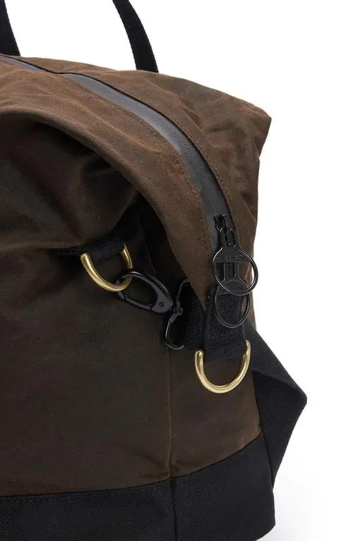 Barbour Field Water Resistant Waxed Cotton Duffle Bag - Olive/black