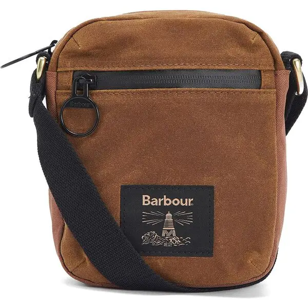 Barbour Field Water Resistant Waxed Cotton Crossbody Bag - Tan/black