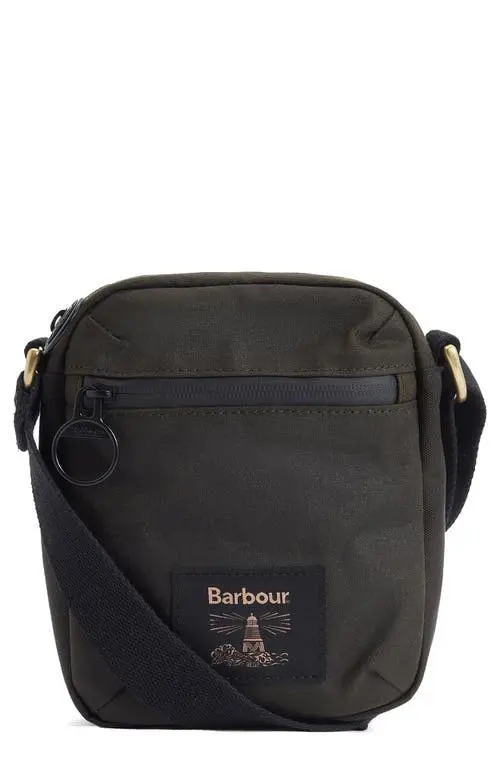 Barbour Water Resistant Waxed Cotton Crossbody Bag - Olive/black