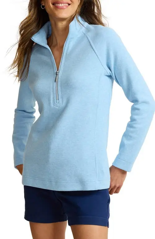 Tommy Bahama Stretch Cotton Half Zip Pullover - Chambray Blue Heather