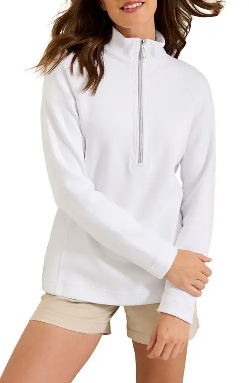 Tommy Bahama Stretch Cotton Half Zip Pullover - White