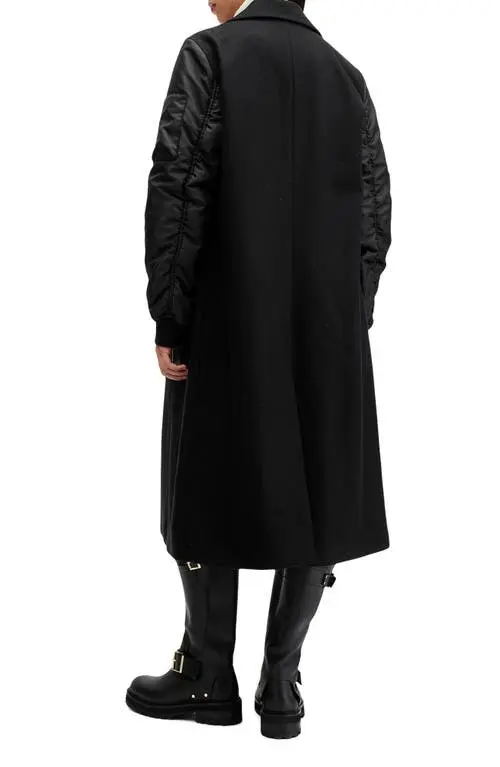 ALLSAINTS Paulah Mixed Media Wool-blend Coat - Black