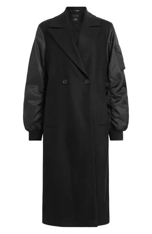ALLSAINTS Paulah Mixed Media Wool-blend Coat - Black