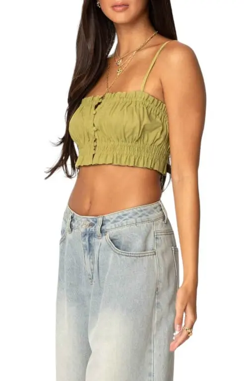EDIKTED Alda Linen & Cotton Crop Top