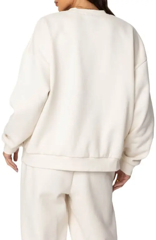 EDIKTED Embroidered Oversize Fleece Sweatshirt
