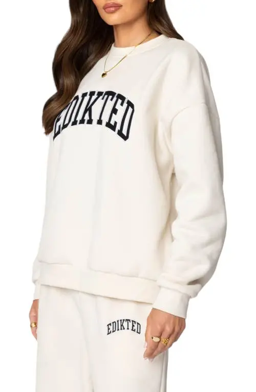 EDIKTED Embroidered Oversize Fleece Sweatshirt