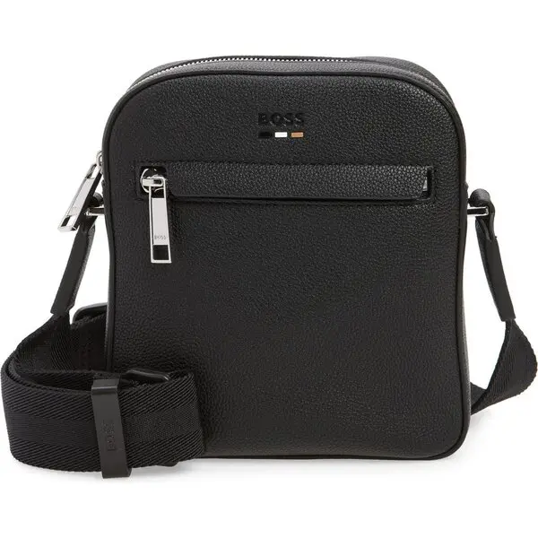 BOSS Faux Leather Crossbody Bag - Black