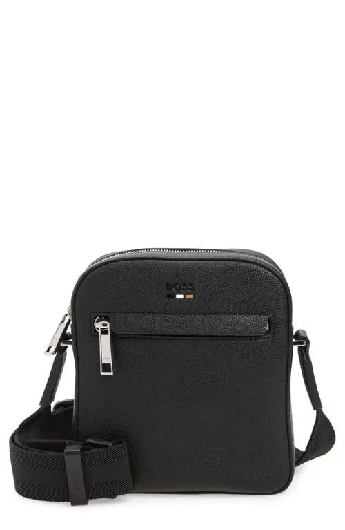 BOSS Faux Leather Crossbody Bag - Black