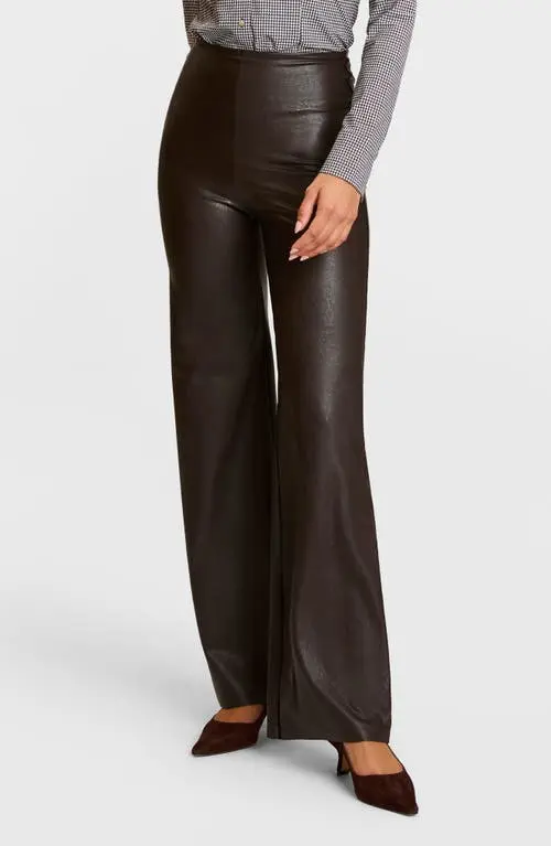 Commando Wide Leg Faux Leather Pants - Espresso