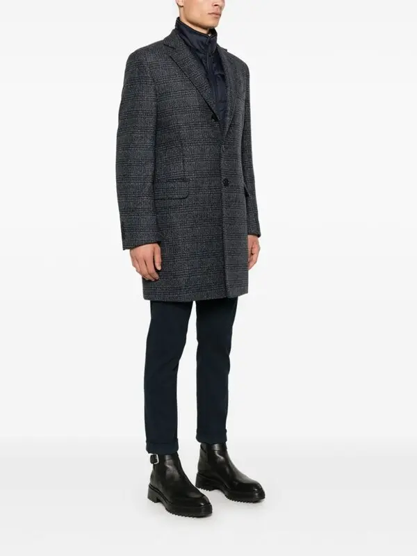 FAY Tartan-check Double Coat - Blue