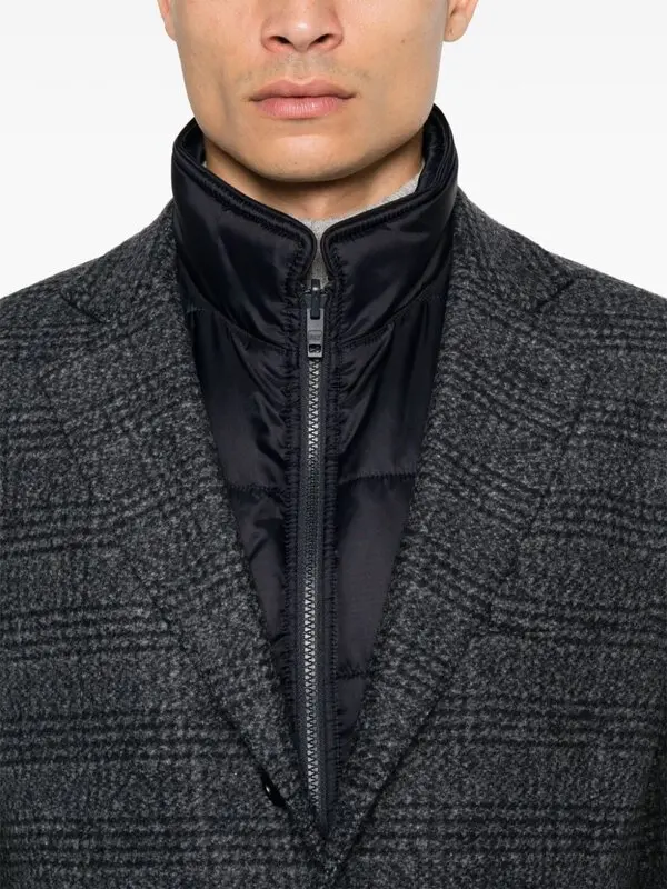 FAY Tartan-check Double Coat - Blue